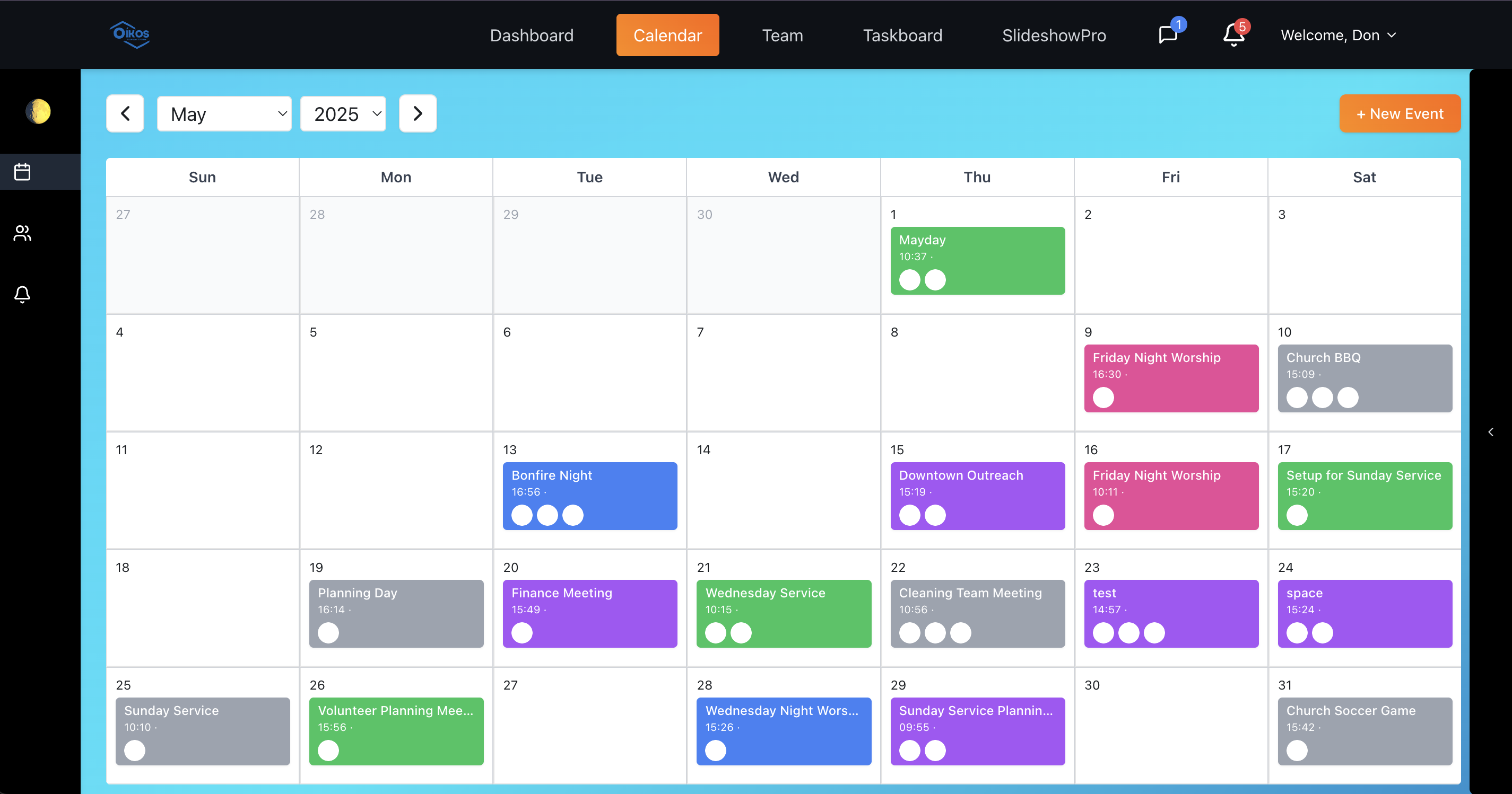 Oikos Planning System – Church Team Scheduling & Presentation Tool